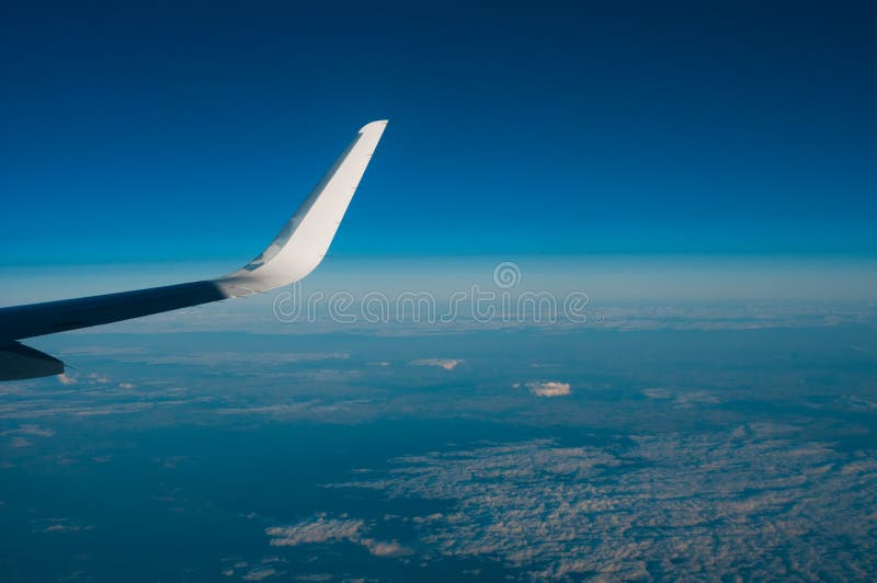Aerial View from Plane on Blue Sky Stock Image - Image of airfoil ...