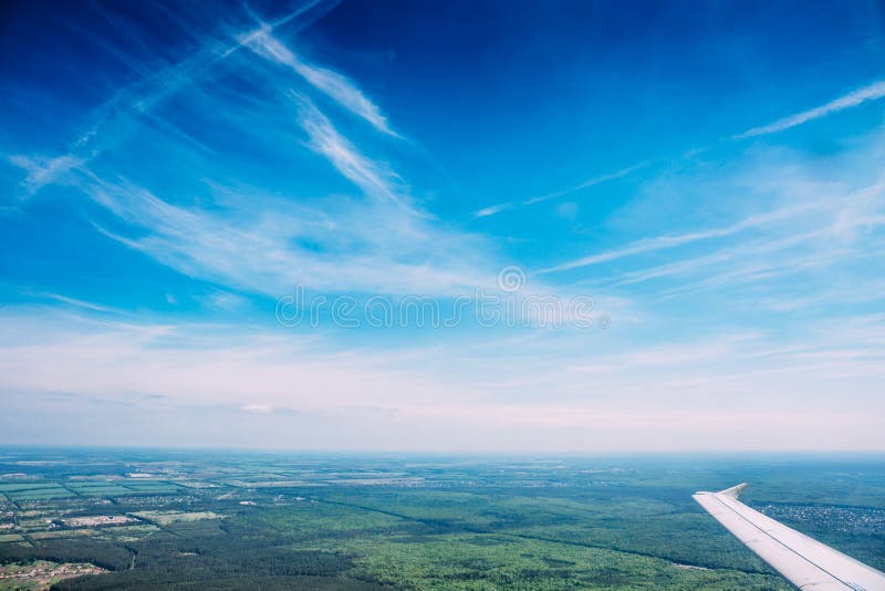 Aerial View from Plane, Sky and Earth Stock Image - Image of airplane ...