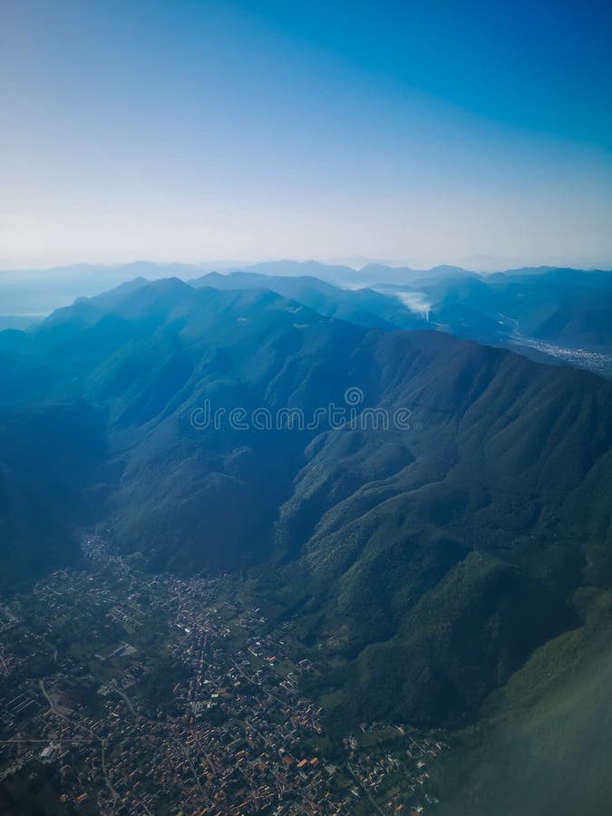 Aerial View from Plane To Cities and Mountains Stock Photo - Image of ...