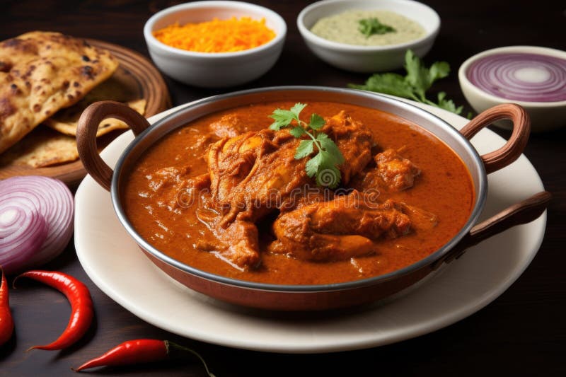 Aerial View of a Plate of Chicken Vindaloo Stock Image - Image of ...