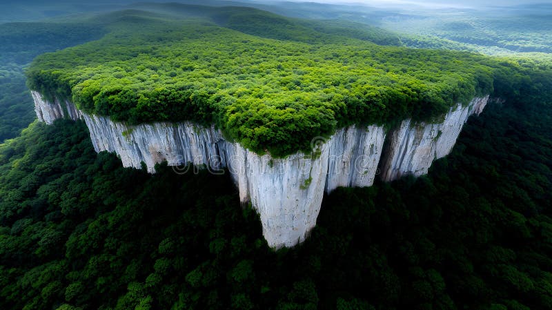 Aerial View of Plateau Forest with Cliff Edges and Green Valley Stock ...