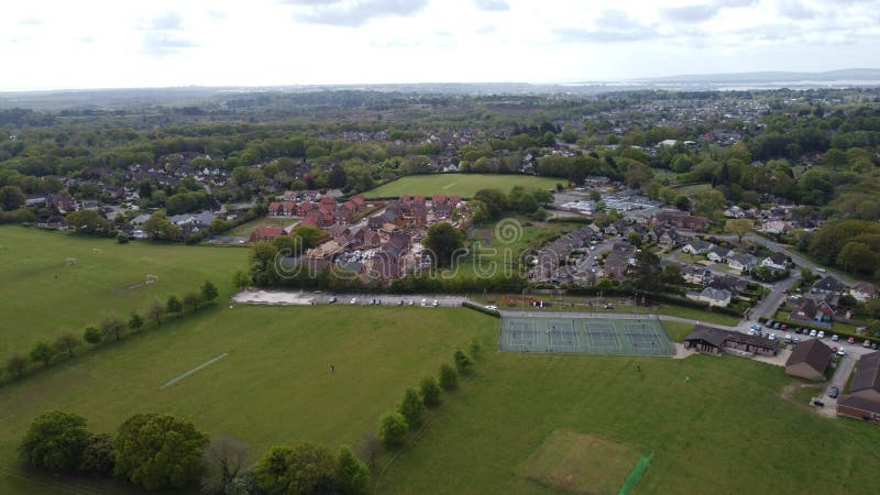 Aerial View of Playing Fields, Trees and New Housing Development Stock ...