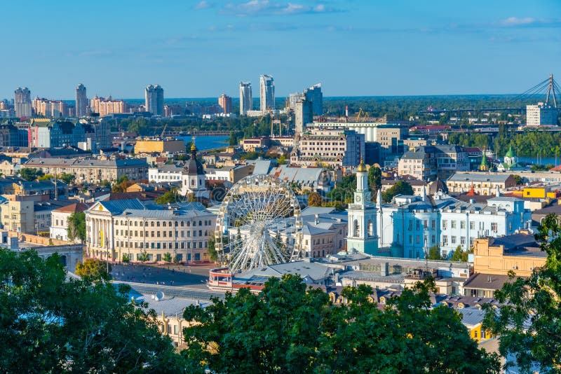 Aerial View of Podil District in Kiev, Ukraine Editorial Stock Photo ...