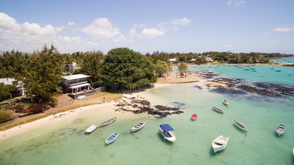 Aerial View: Pointe Aux Roches Stock Photo - Image of beach, beautiful ...