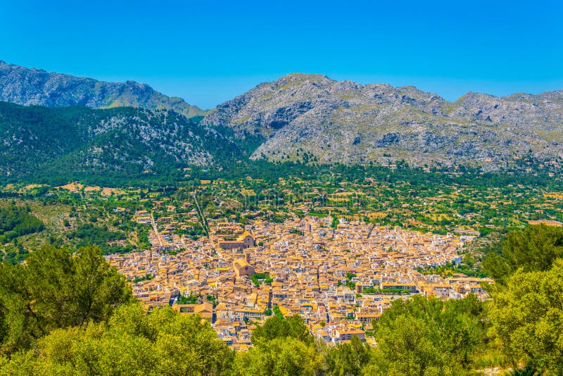Aerial View of Pollenca, Mallorca, Spain Stock Photo - Image of village ...
