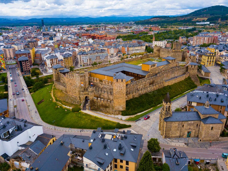 Aerial View of Ponferrada with Templar Castle Stock Photo - Image of ...