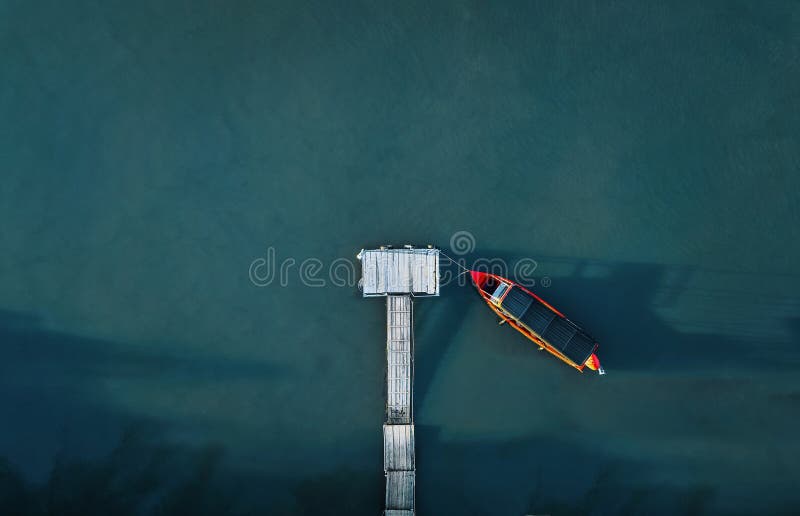 Aerial View of Pontoon and Boat Stock Photo - Image of moored, light ...