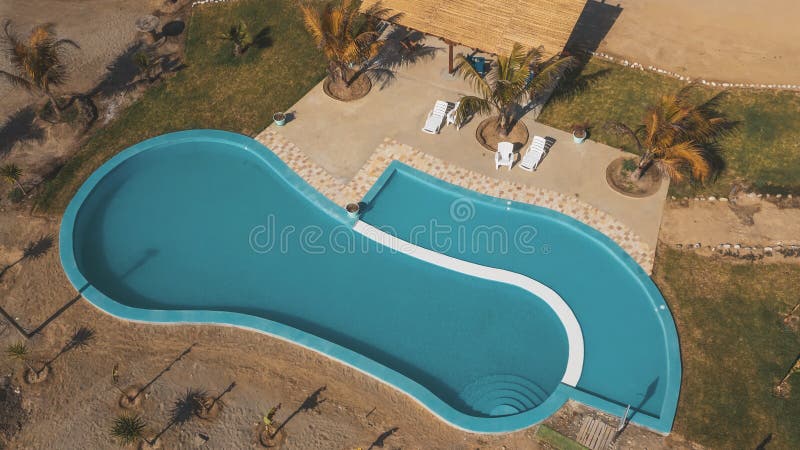 Aerial View Pool in the Beach House. Stock Image - Image of relax ...