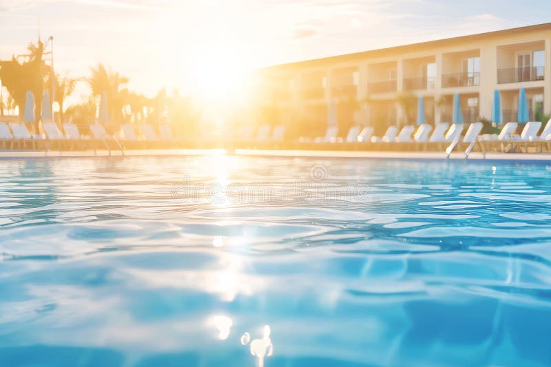 Aerial View of a Pool with Transparent Water on a Vacation Scene at ...