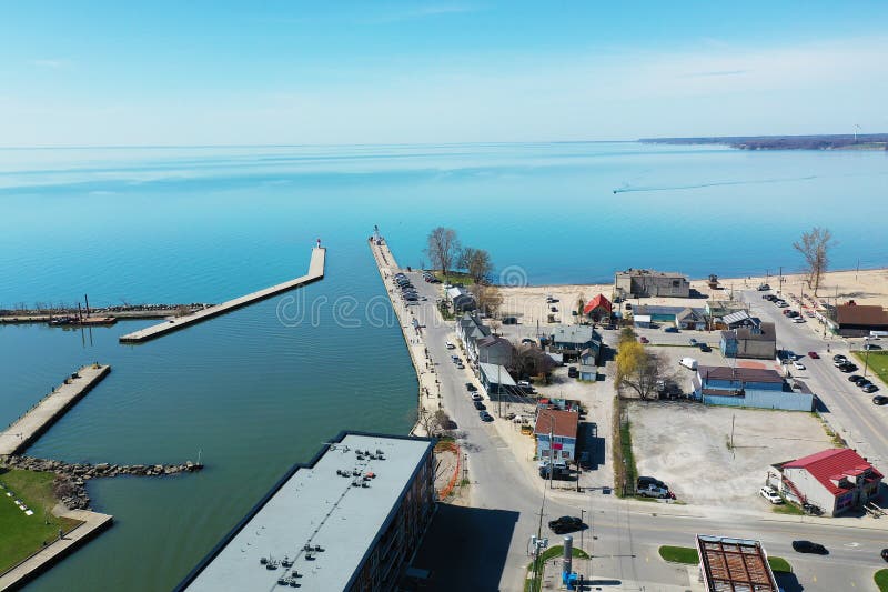 Aerial View of Port Dover, Ontario, Canada by the Water Stock Image ...
