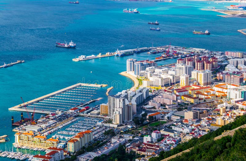 Aerial View of the Port of Gibraltar...IMAGE Stock Photo - Image of ...