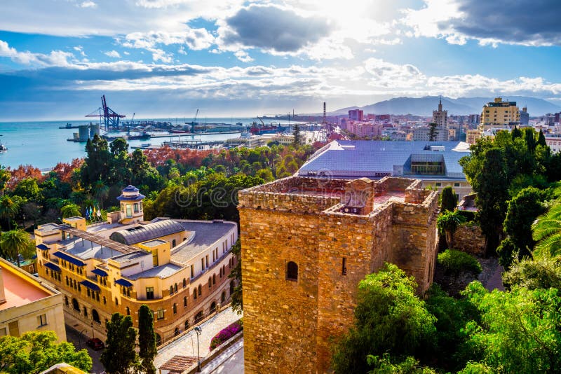 Aerial View of the Port of Malaga and the University of Malaga...IMAGE ...