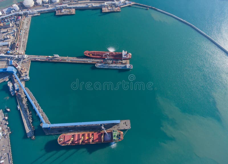 Aerial view of the port. stock image. Image of export - 85253197