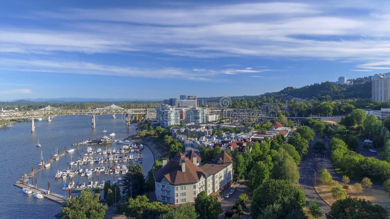 Aerial View of Portland, Oregon Stock Image - Image of water, business ...
