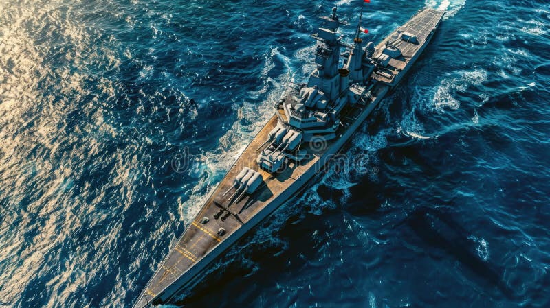 Aerial View of a Powerful Battleship. Perfect for Military or Naval ...