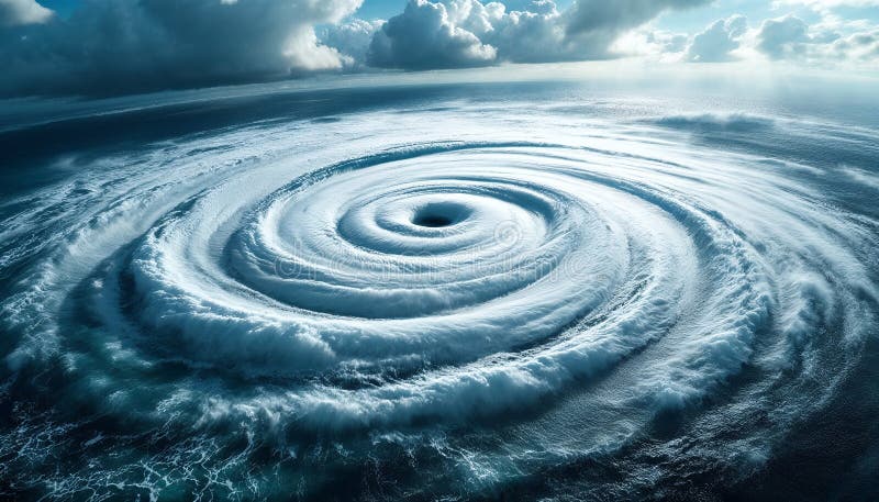 Aerial View of Powerful Cyclonic Storm Over the Ocean Stock ...