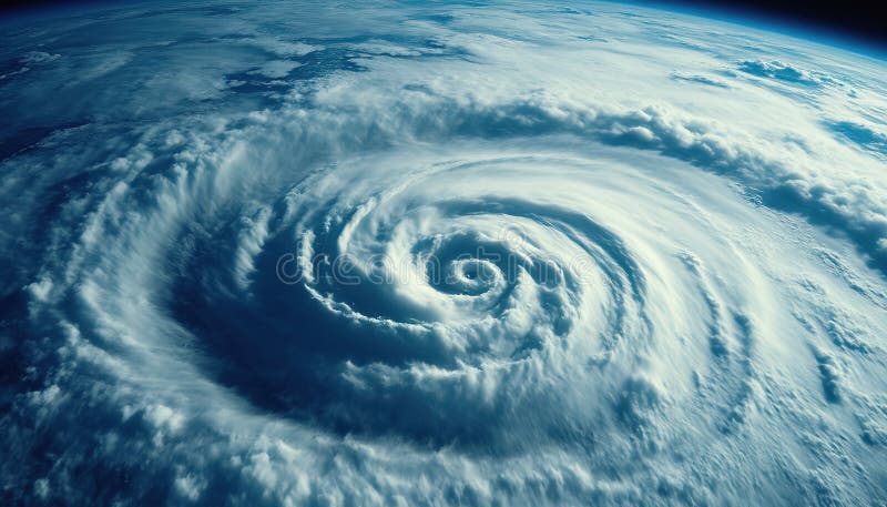 Aerial View of a Powerful Hurricane Over the Ocean Stock Illustration ...