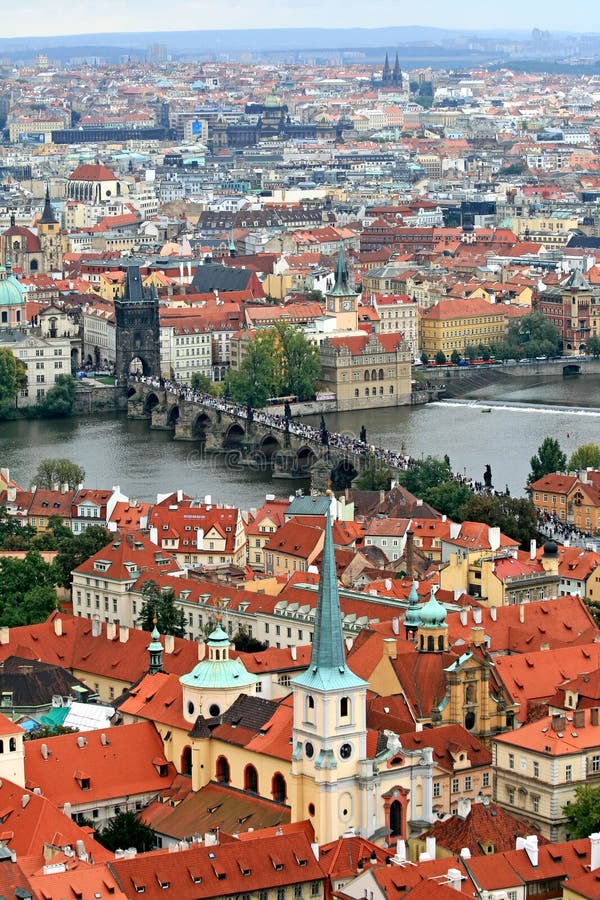 The aerial view of Prague stock image. Image of church - 3309503
