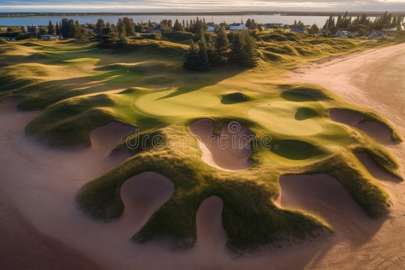 Aerial View of a Pristine Golf Course with Sand Bunkers Stock Photo ...