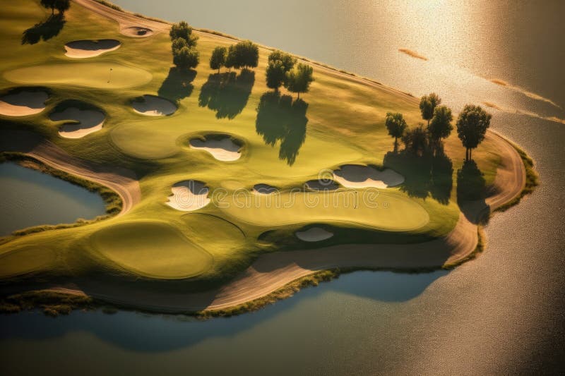 Aerial View Pristine Golf Course Sand Bunkers Stock Photos - Free ...