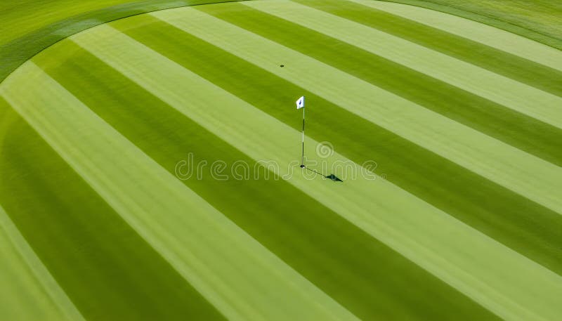Aerial View of a Pristine Golf Course with Striped Grass Patterns and a ...