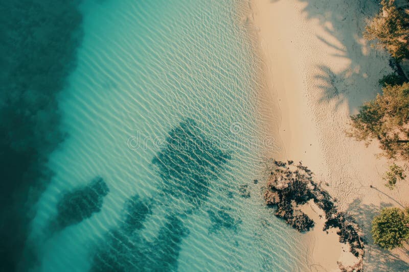 Aerial View of Pristine Tropical Beach with Clear Blue Water and Sandy ...