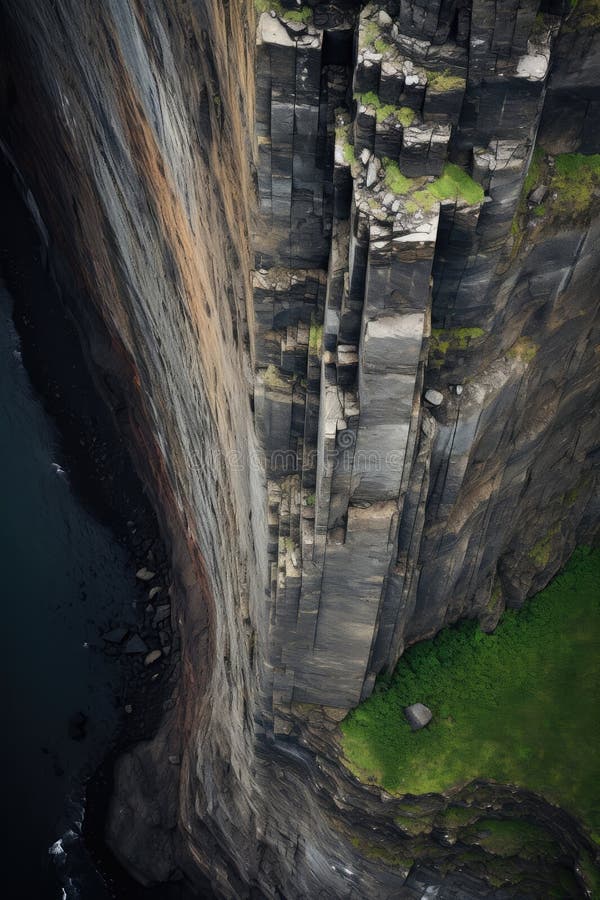 Areal View of a Steep Rock Cliff. Hornelen Cliffs. Stock Illustration ...