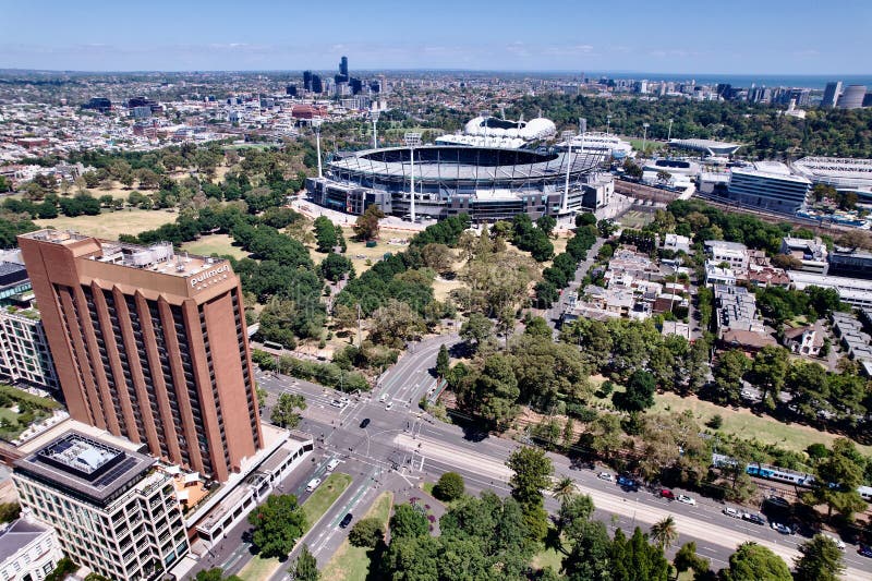 Aerial View of the Pullman Hotel and Melbourne Cricket Ground MCG ...