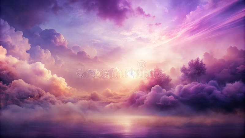 Aerial View Purple Sunset Cloudscape with Trees Stock Illustration ...