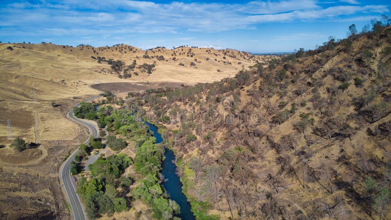 Aerial View of Putah Creek in California Stock Image - Image of water, vale: 262362841