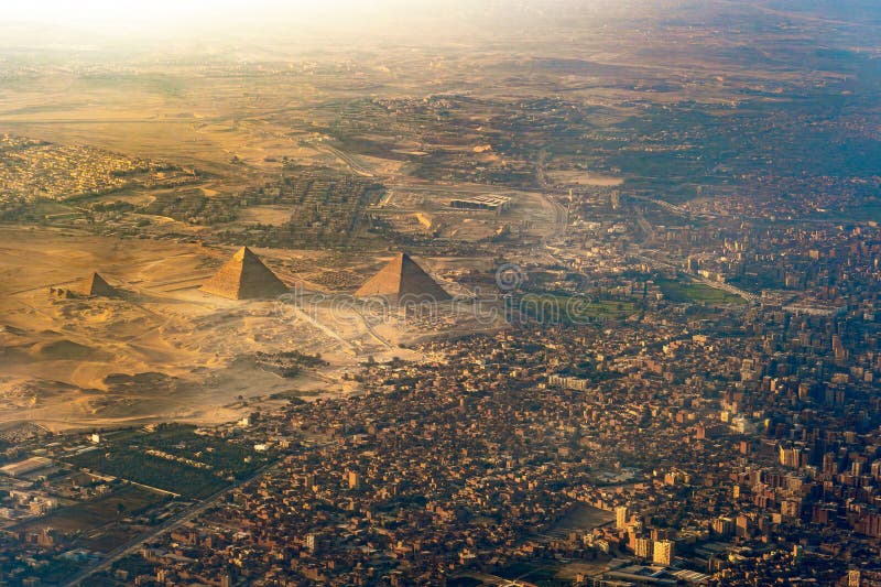 Aerial View of Pyramids of Giza in Egypt Stock Photo - Image of stone ...