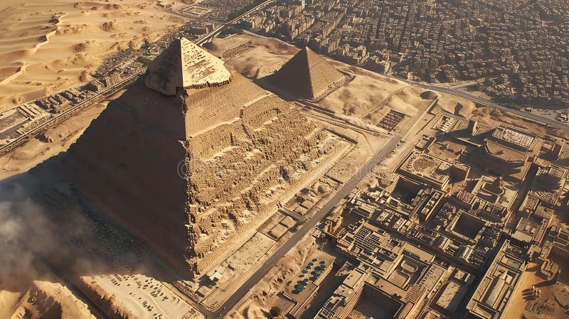 Aerial View of the Pyramids of Giza in Egypt Stock Illustration ...