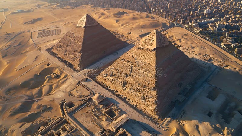 Aerial View of the Pyramids of Giza Stock Illustration - Illustration ...