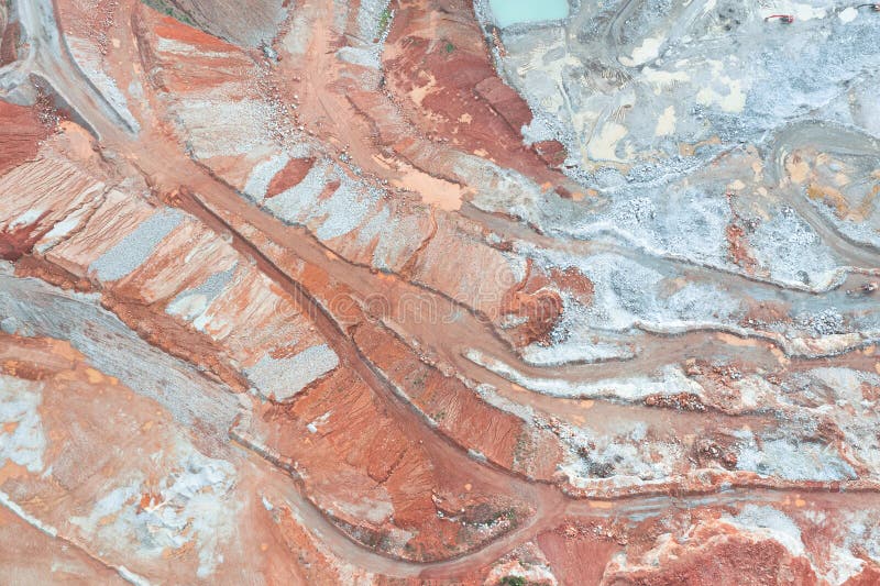 Aerial View of the Quarry, Beautiful Orange Patterns and Overhanging ...