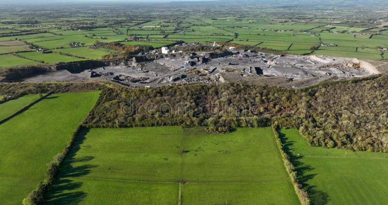 Large Quarry in the Middle of a Field Mining of Construction Materials ...