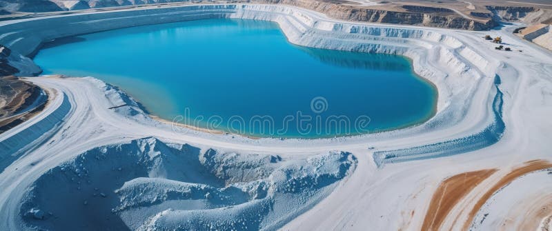 Aerial View Quarry Mining Extraction Blue Lake Stock Image - Image of ...