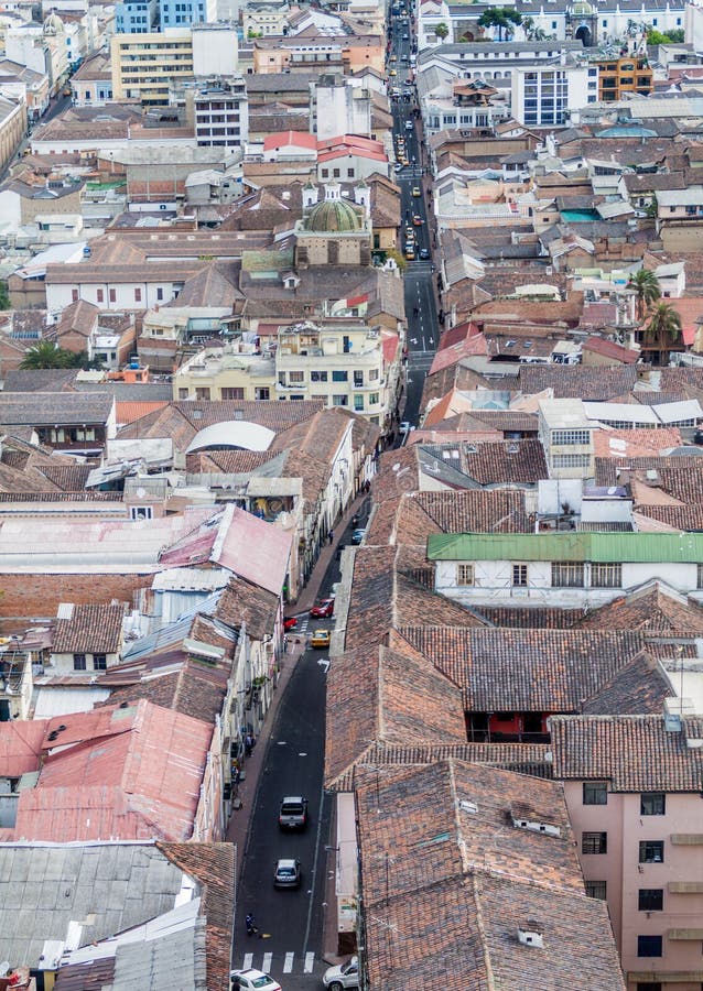 Aerial view of Quito stock image. Image of panoramic - 131695391