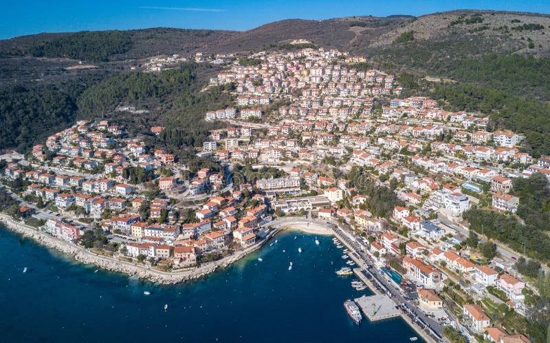 Aerial View of Rabac, Croatia Stock Image - Image of coastline, aerial ...