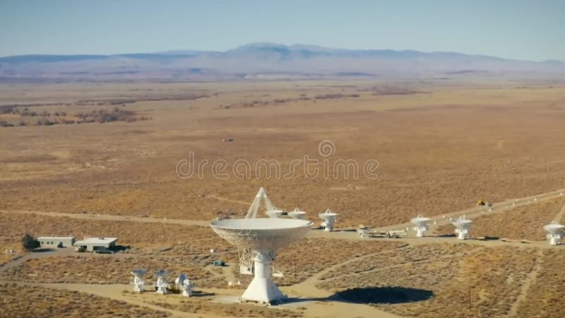 Aerial View of Radio Telescopes in a Desert Landscape. Stock Video ...