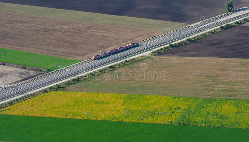 Aerial View of Railway Railroad Line Tracks Stock Photo - Image of ...