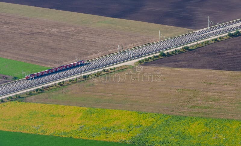 Aerial View of Railway Railroad Line Tracks Stock Image - Image of mass ...