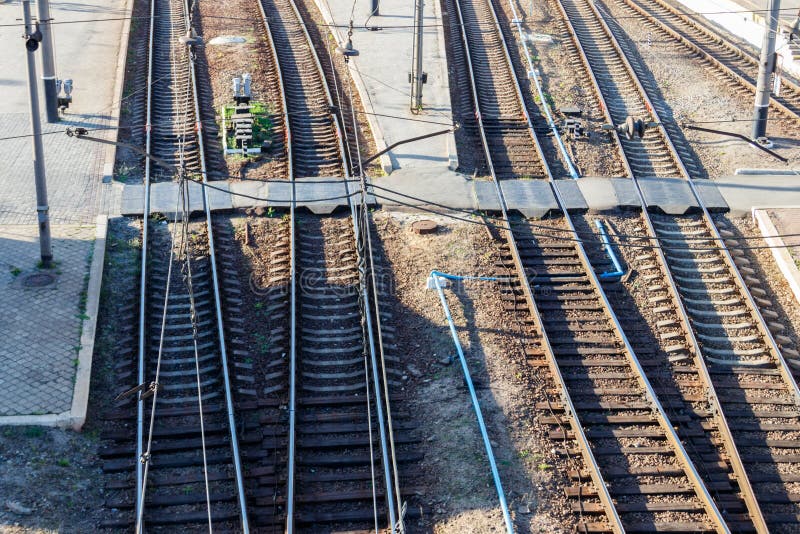Aerial View of Railway Track Lines Stock Image - Image of railway ...