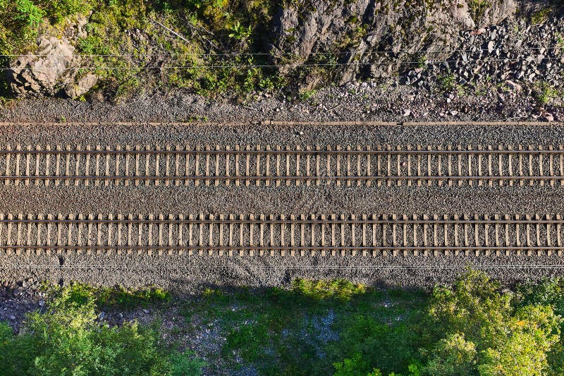 Aerial View of the Railway Track Stock Image - Image of summer, steel ...