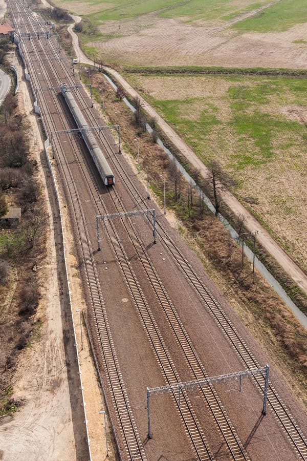 Aerial View of Railway Tracks Stock Photo - Image of field, connection ...