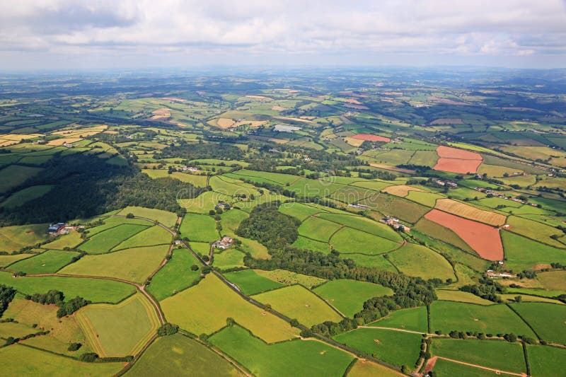 Rain Above the Fields of North Devon, England Stock Image - Image of ...