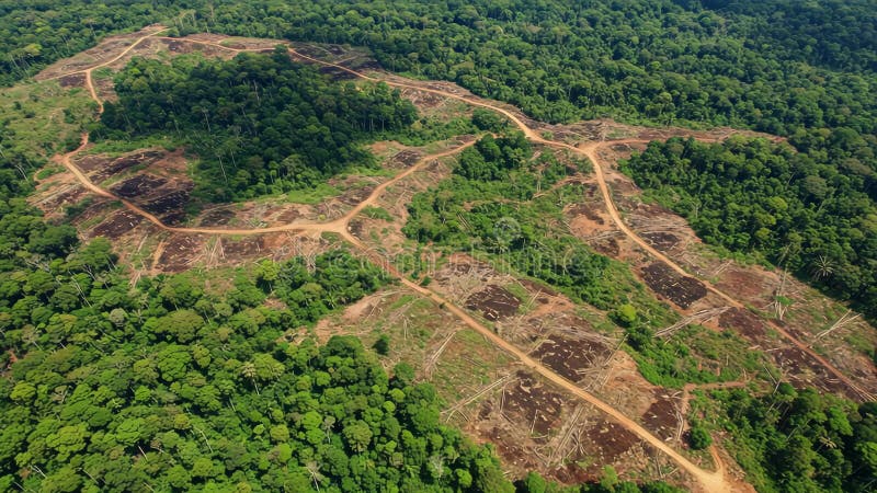 Aerial View of Deforestation in Rainforest, Showing Extensive Logging ...