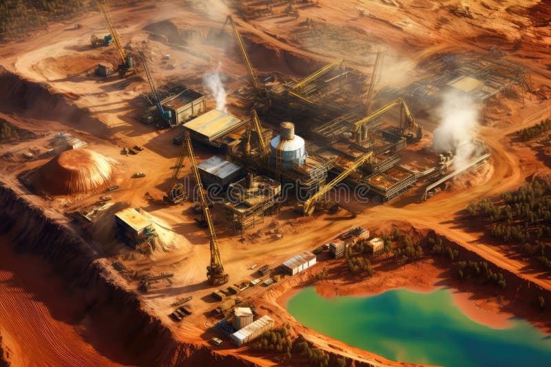 Aerial View of Rare Earth Mining Operation in Progress. Generative AI ...