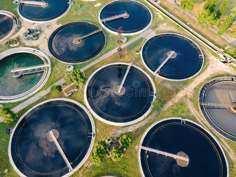 Aerial View of Recirculation Solid Contact Clarifier Sedimentation Tank ...