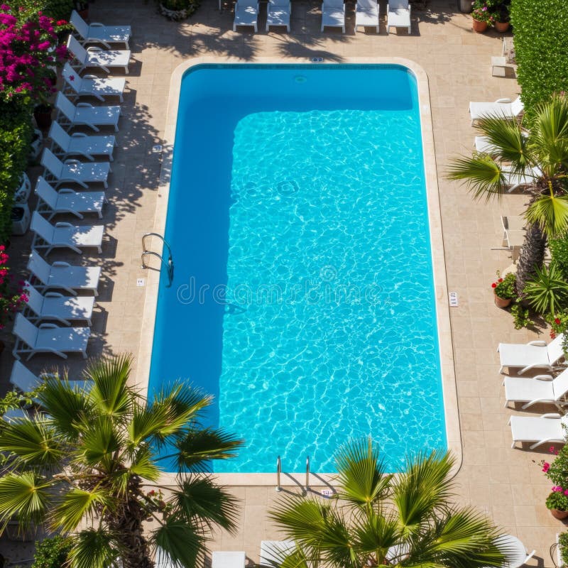 Aerial View of Rectangular Pool with Lounge Chairs Stock Illustration ...