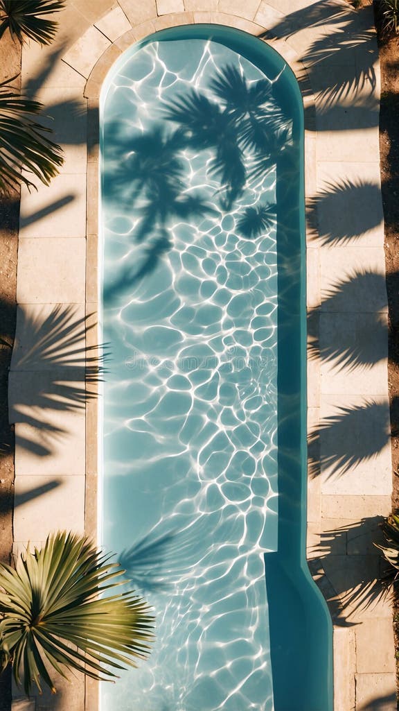 Aerial View of a Rectangular Swimming Pool with Rounded Edges Stock ...